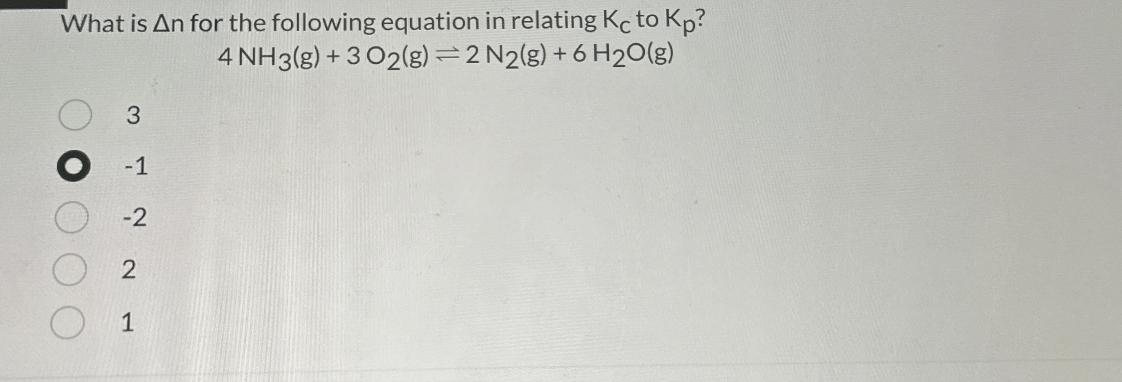 Solved What is Δn ﻿for the following equation in relating KC | Chegg.com