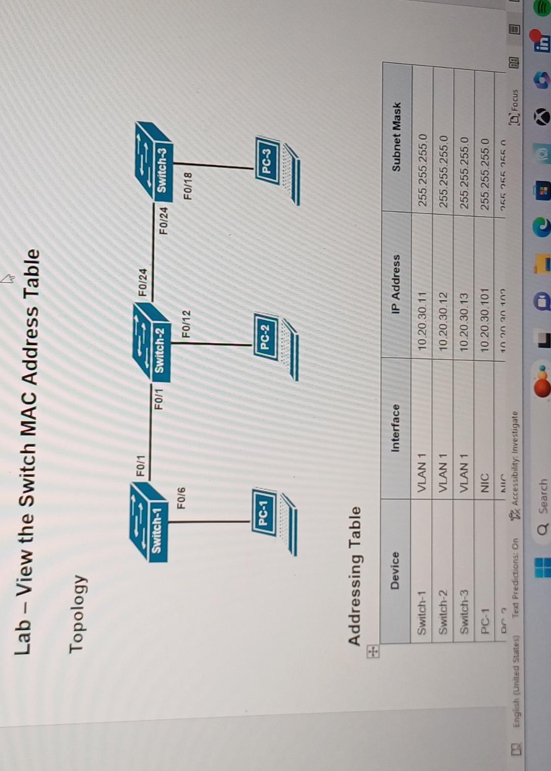 Solved tep 2: Display the switch MAC address table. | Chegg.com