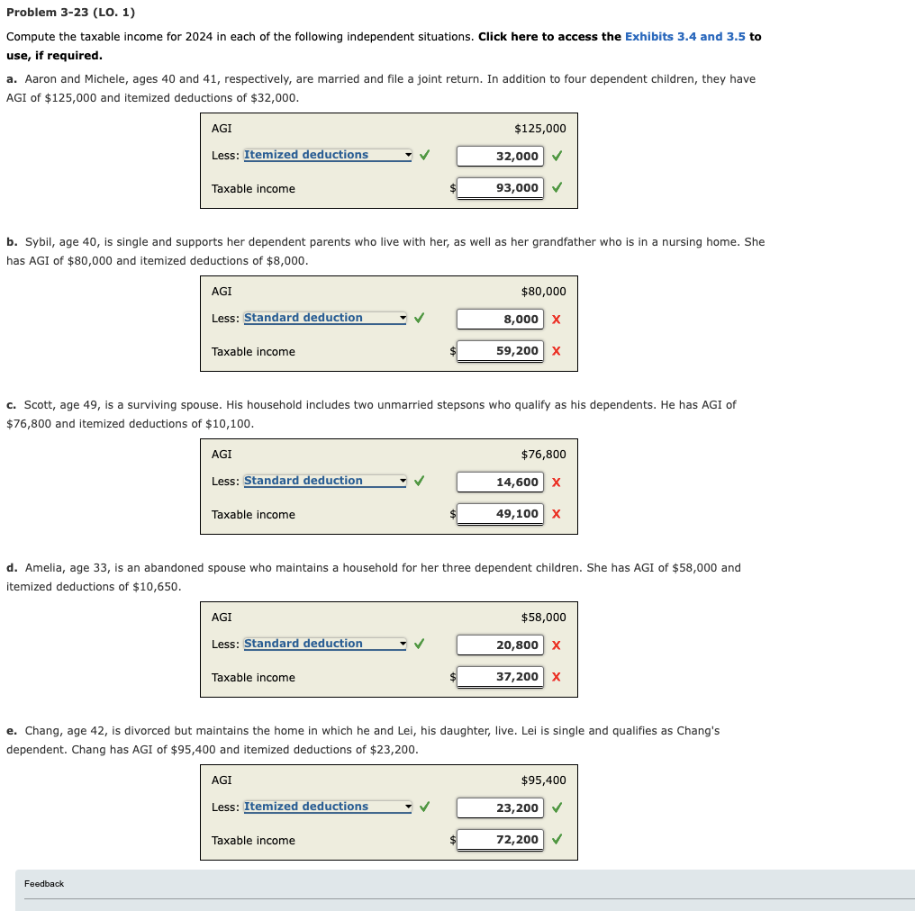 Solved Problem 3-23 (LO. 1)Compute the taxable income for | Chegg.com