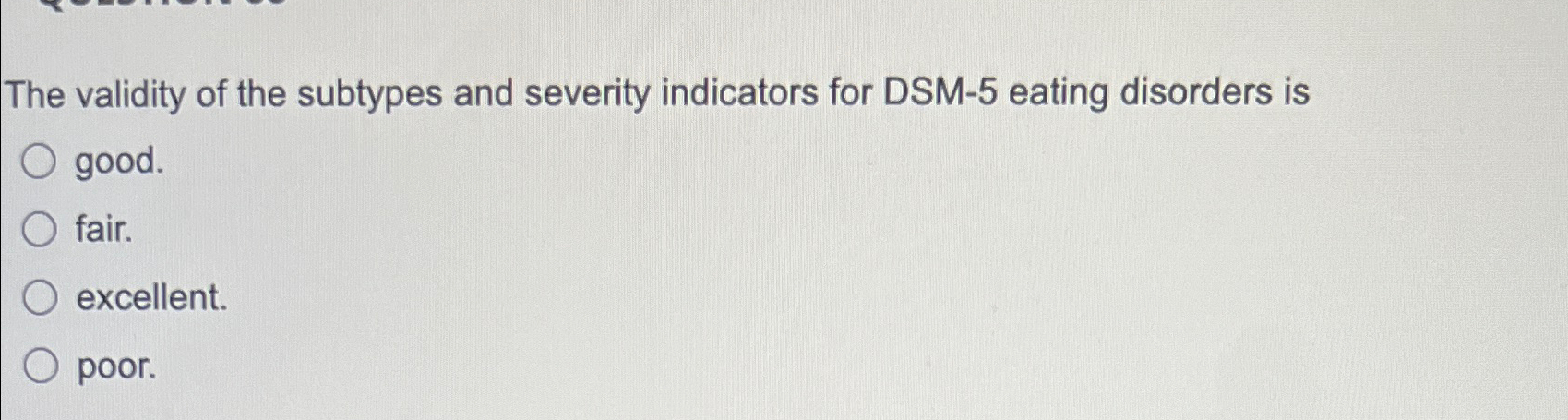 Solved The validity of the subtypes and severity indicators | Chegg.com