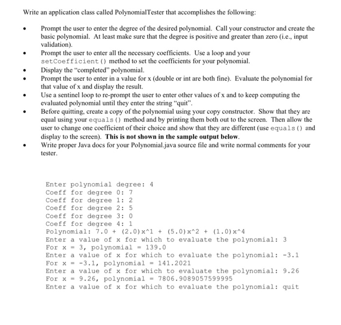 Solved Question 2. (Polynomial.java and | Chegg.com