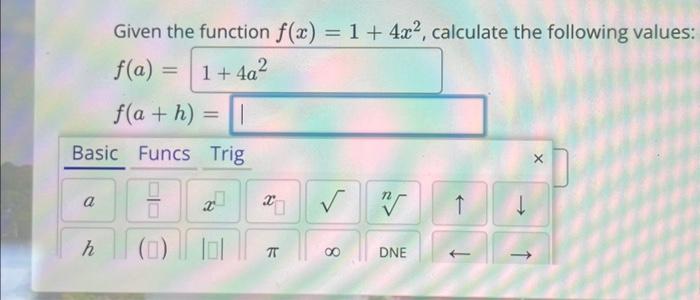 Solved Given the function f(x)=1+4x2, calculate the | Chegg.com