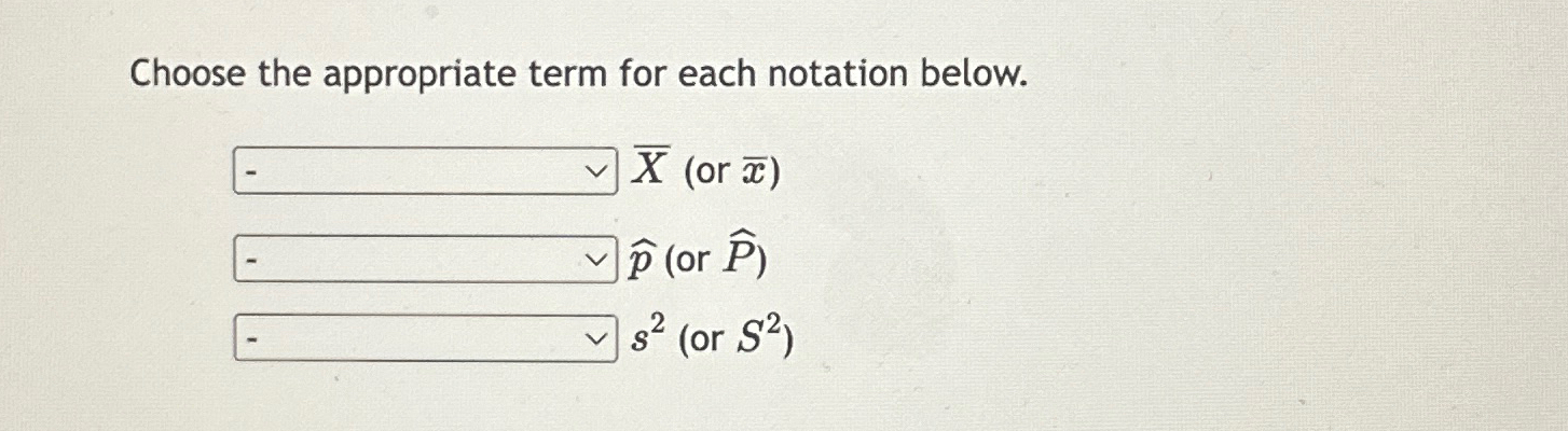 Solved Choose the appropriate term for each notation | Chegg.com