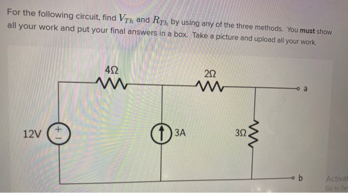 Solved For the following circuit, find Vth and Rth by using | Chegg.com