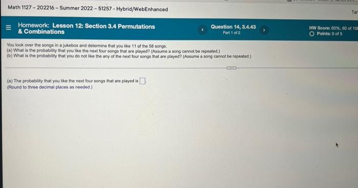 Solved Math 1127-202216 - Summer | Chegg.com