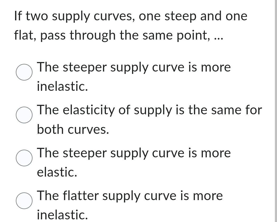 Solved If two supply curves, one steep and one flat, pass | Chegg.com