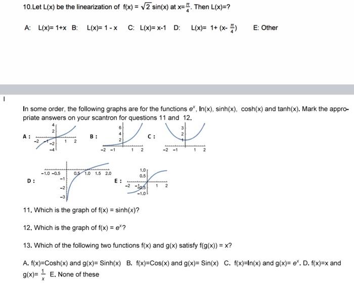 Solved 10. Let L(x) be the linearization of f(x)=2sin(x) at | Chegg.com