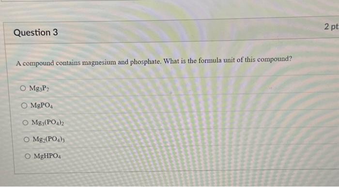 Solved Question 3 A compound contains magnesium and | Chegg.com