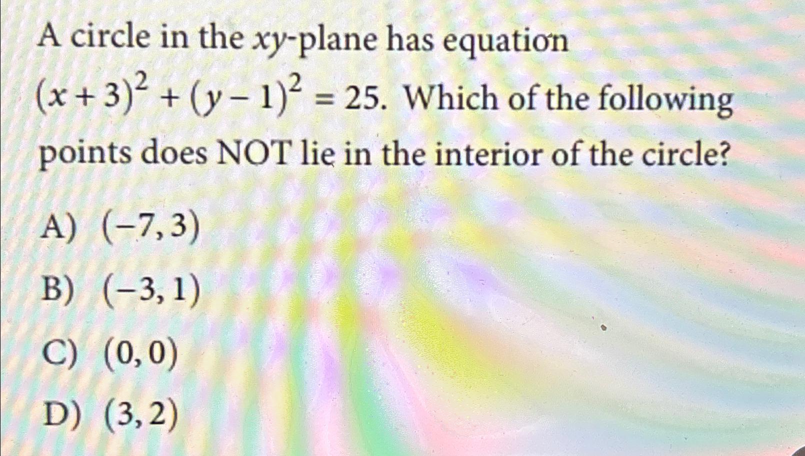 Solved A circle in the xy-plane has equation | Chegg.com