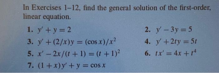 Solved In Exercises 1-12, find the general solution of the | Chegg.com