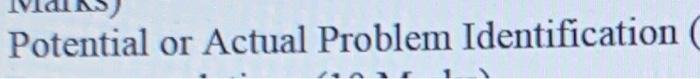 Solved Potential or Actual Problem Identification | Chegg.com