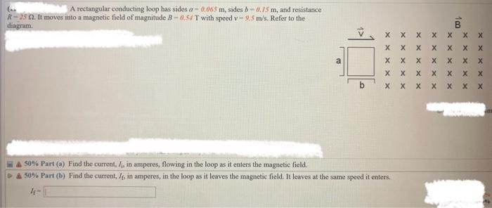 Solved (..) A rectangular conducting loop has sides a−0.005 | Chegg.com