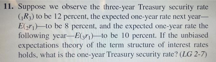 Solved 1. Suppose we observe the three-year Treasury | Chegg.com