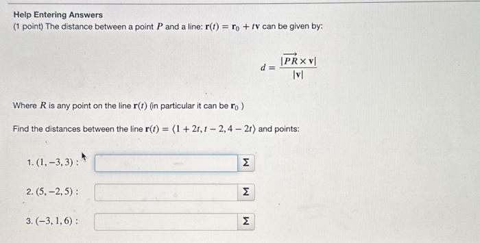 Help Entering Answers (1 point) The distance between | Chegg.com