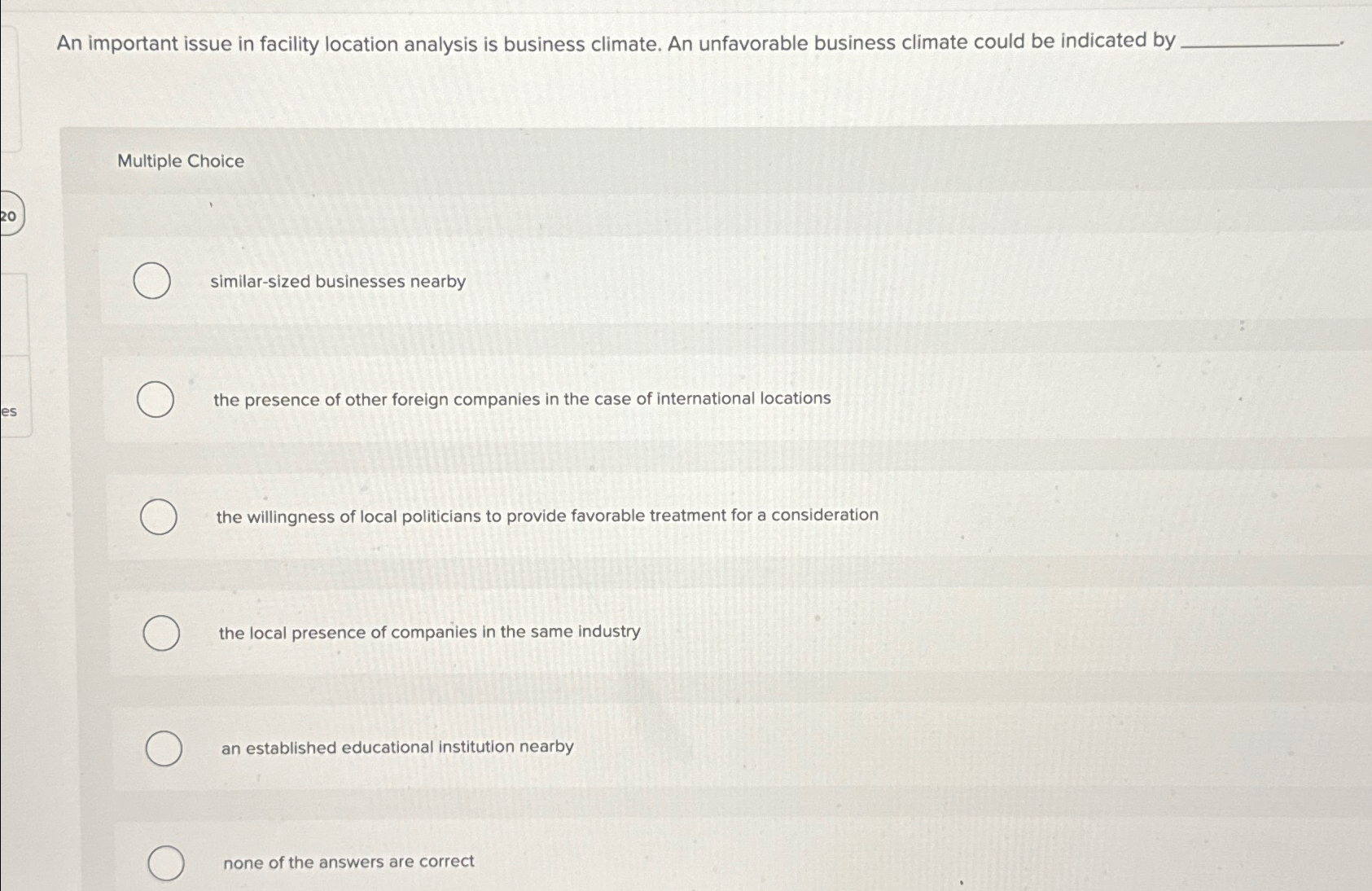 Solved An important issue in facility location analysis is | Chegg.com