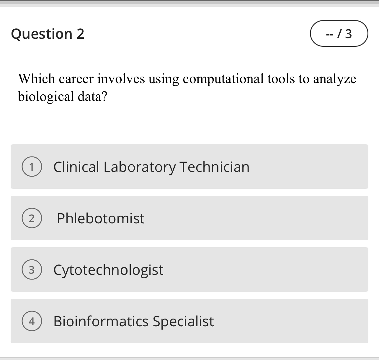 Solved Question 2-- / 3Which career involves using | Chegg.com