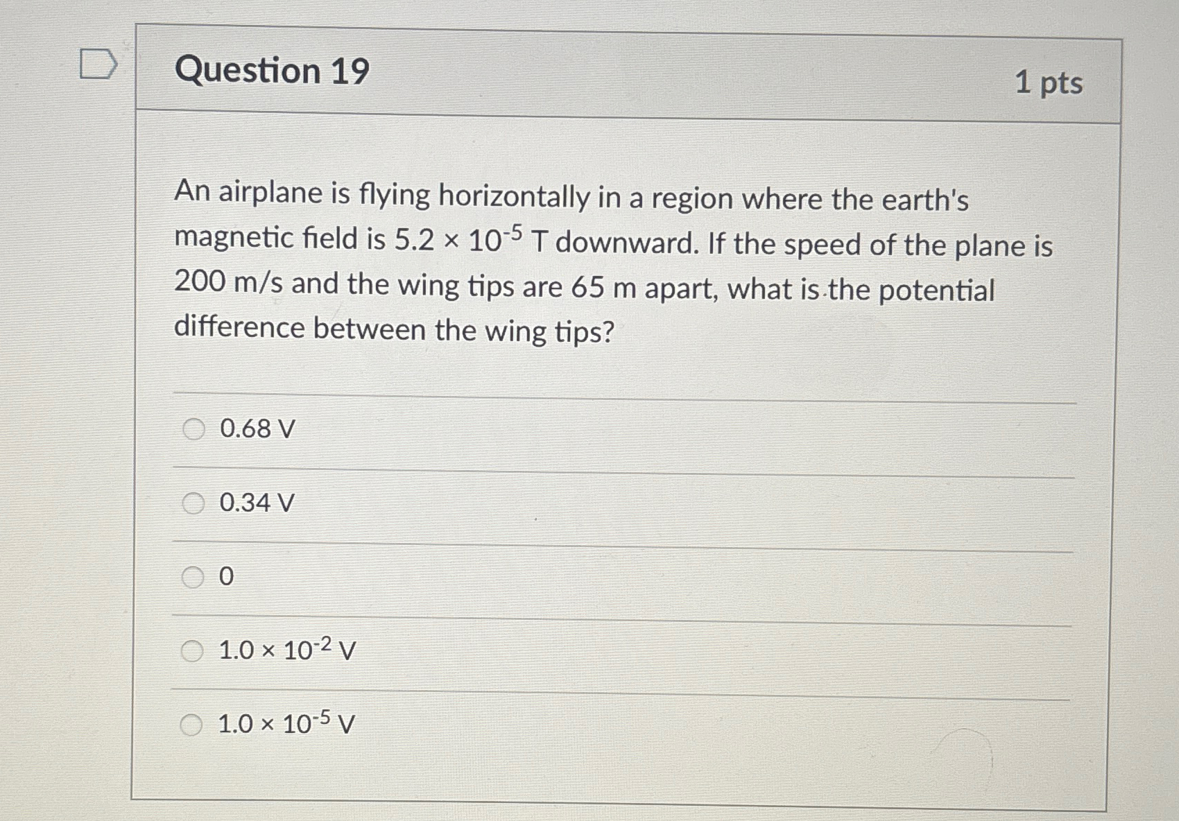 Solved Question 191ptsAn airplane is flying horizontally in | Chegg.com