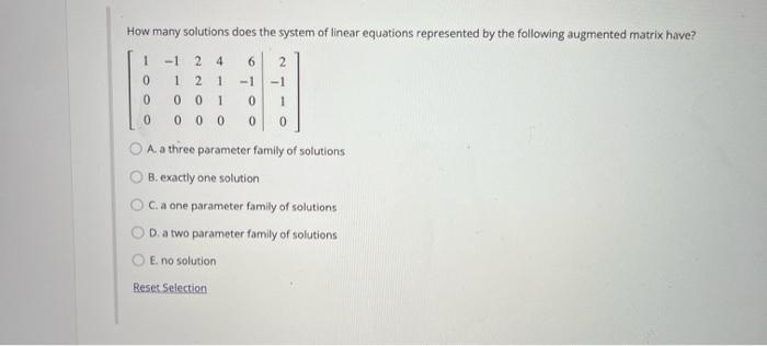 Solved How many solutions does the system of linear | Chegg.com