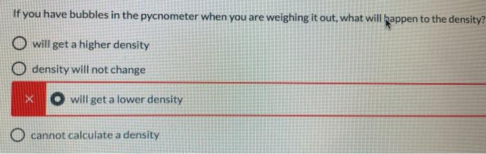 Solved Based a pycnometer density experiment, calculate the | Chegg.com