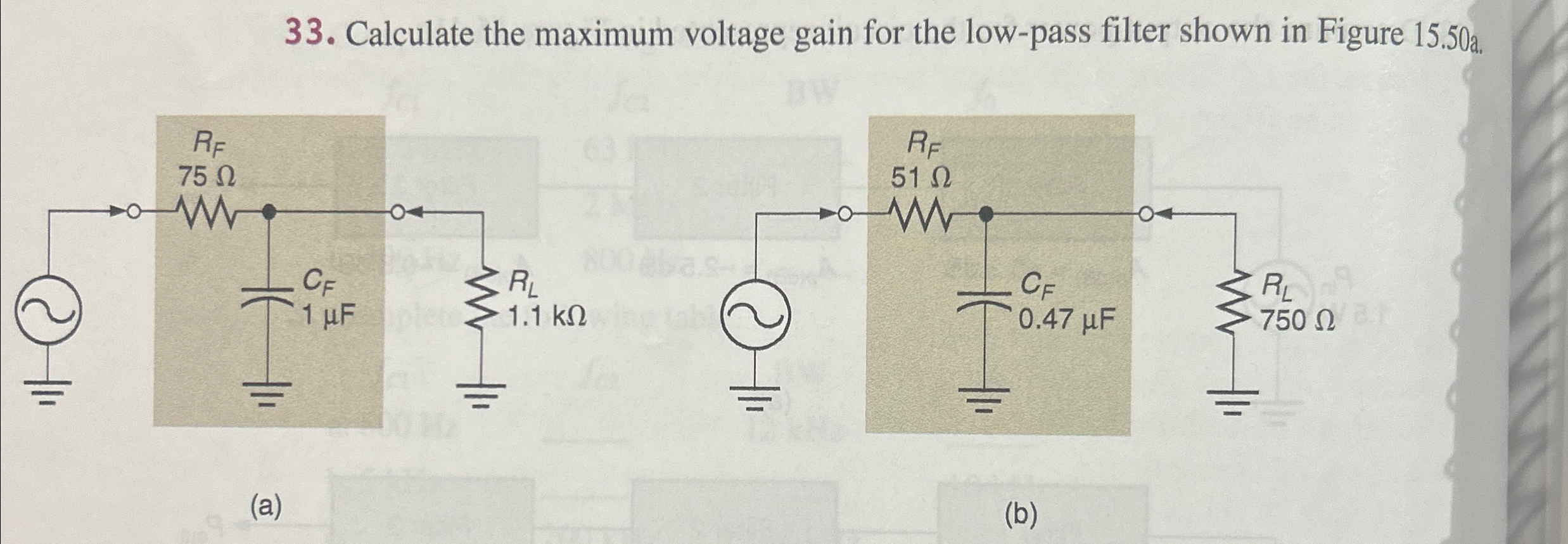 Calculate the maximum voltage gain for the low-pass | Chegg.com