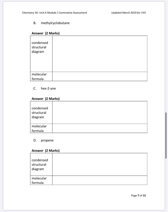 Solved Chemistry 30: Unit A Module 1 Summative Assessment | Chegg.com