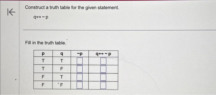 Solved K Construct a truth table for the given statement. | Chegg.com