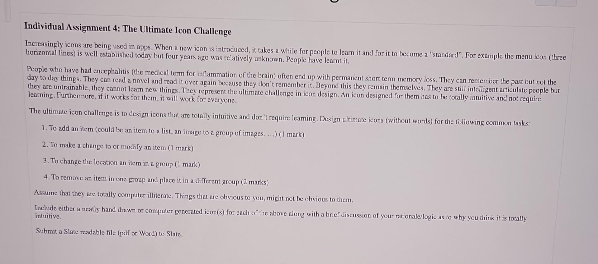 Solved Individual Assignment 4: The Ultimate Icon Challenge | Chegg.com