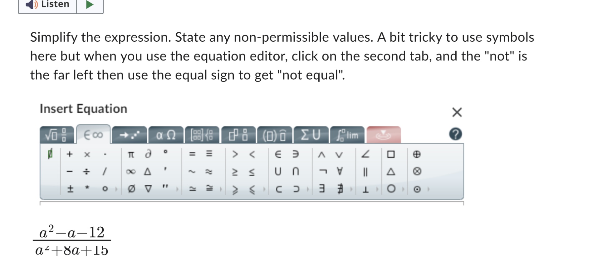 Solved Simplify the expression. State any non-permissible | Chegg.com