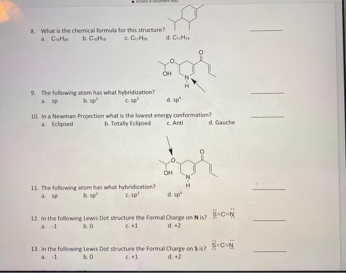 Solved class.. Southorhau 8. What is the chemical formula | Chegg.com
