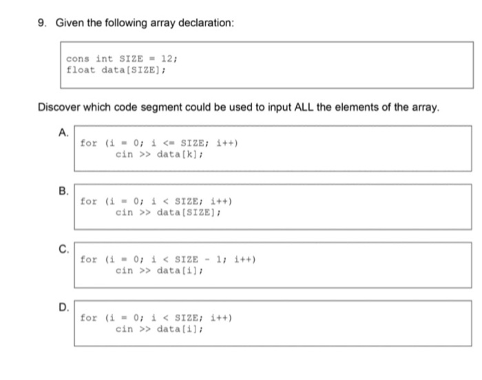 Solved PART A (9 MARKS) 1. Which of the following loop | Chegg.com