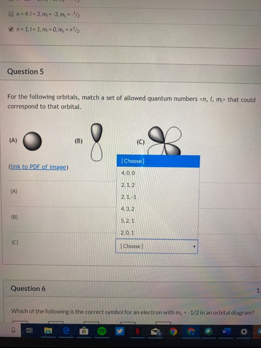 Solved Question 5 2 pts For the following orbitals, match a | Chegg.com