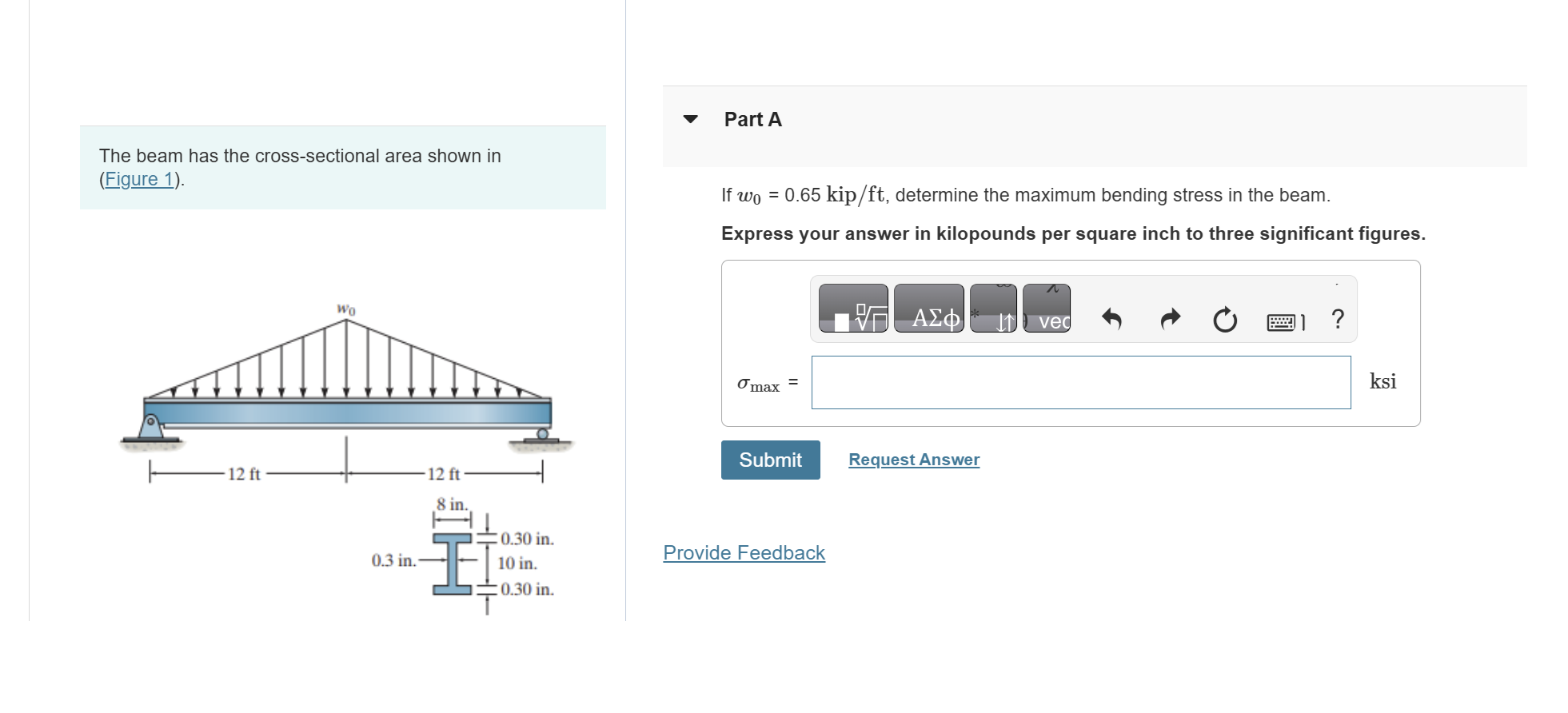Solved The beam has the cross-sectional area shown | Chegg.com