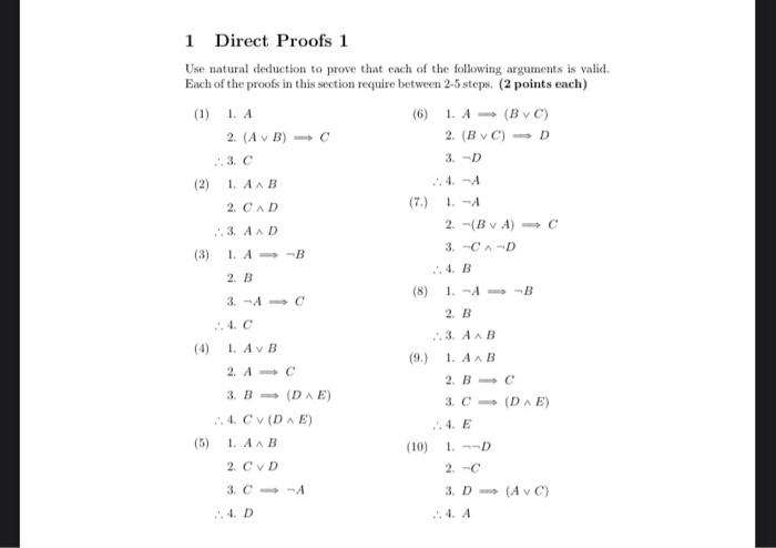 1 Direct Proofs 1 Use natural deduction to prove that | Chegg.com