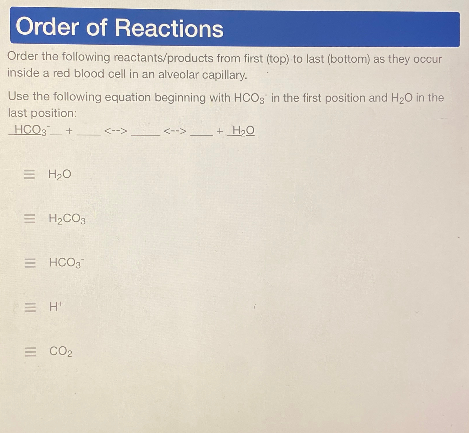 Solved Order of ReactionsOrder the following | Chegg.com