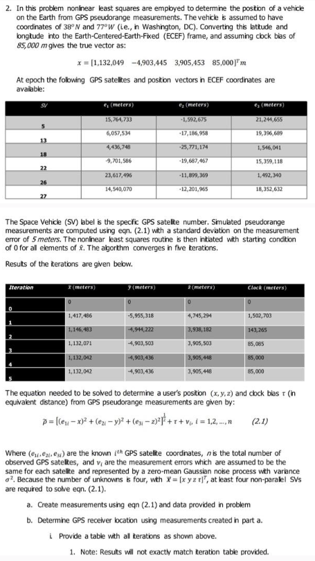 Solved SOLVE IN MATLAB In this problem noninear least | Chegg.com