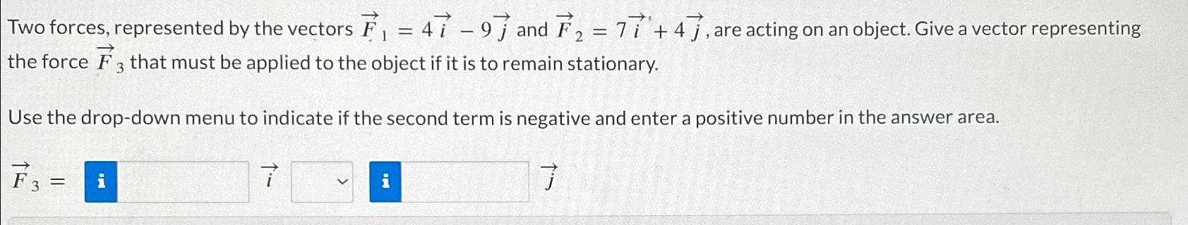 Solved Two Forces Represented By The Vectors