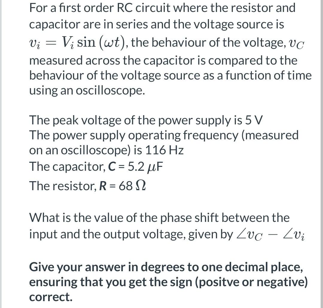 Solved For a first order RC circuit where the resistor and | Chegg.com