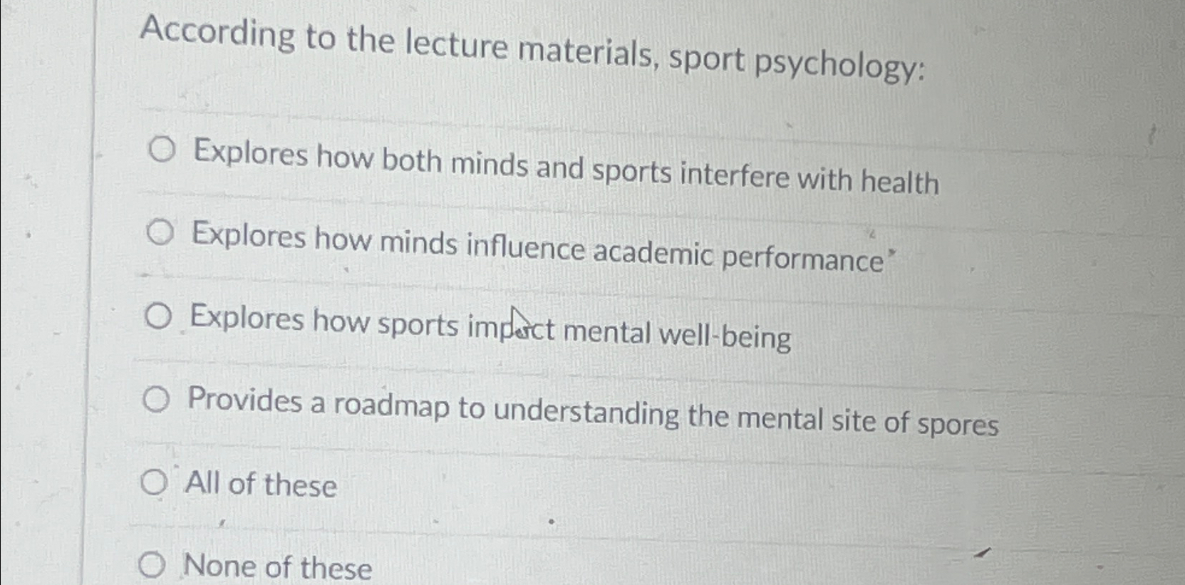 Solved According to the lecture materials, sport | Chegg.com