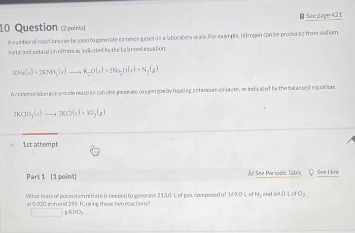 Solved Question (2 points) A number of reactions can be used | Chegg.com