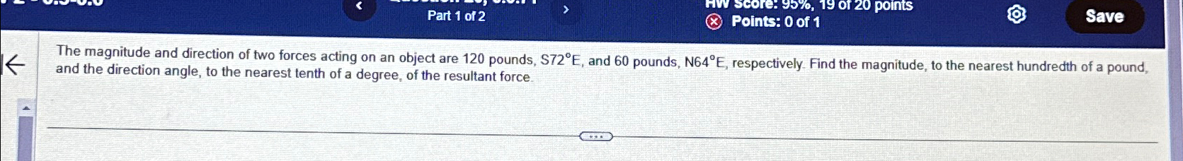Solved Part 1 ﻿of 2Points: 0 ﻿of 1The magnitude and | Chegg.com