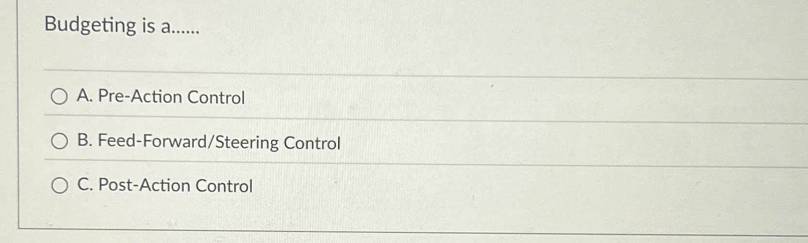 Budgeting is a q,A. ﻿Pre-Action ControlB. | Chegg.com