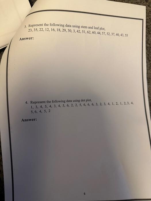 Solved 2. Represent the following data using : a) Bar chart | Chegg.com