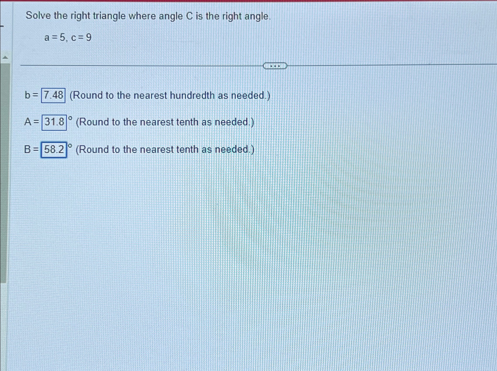 Solved Solve The Right Triangle Where Angle C ï Is The Right Chegg