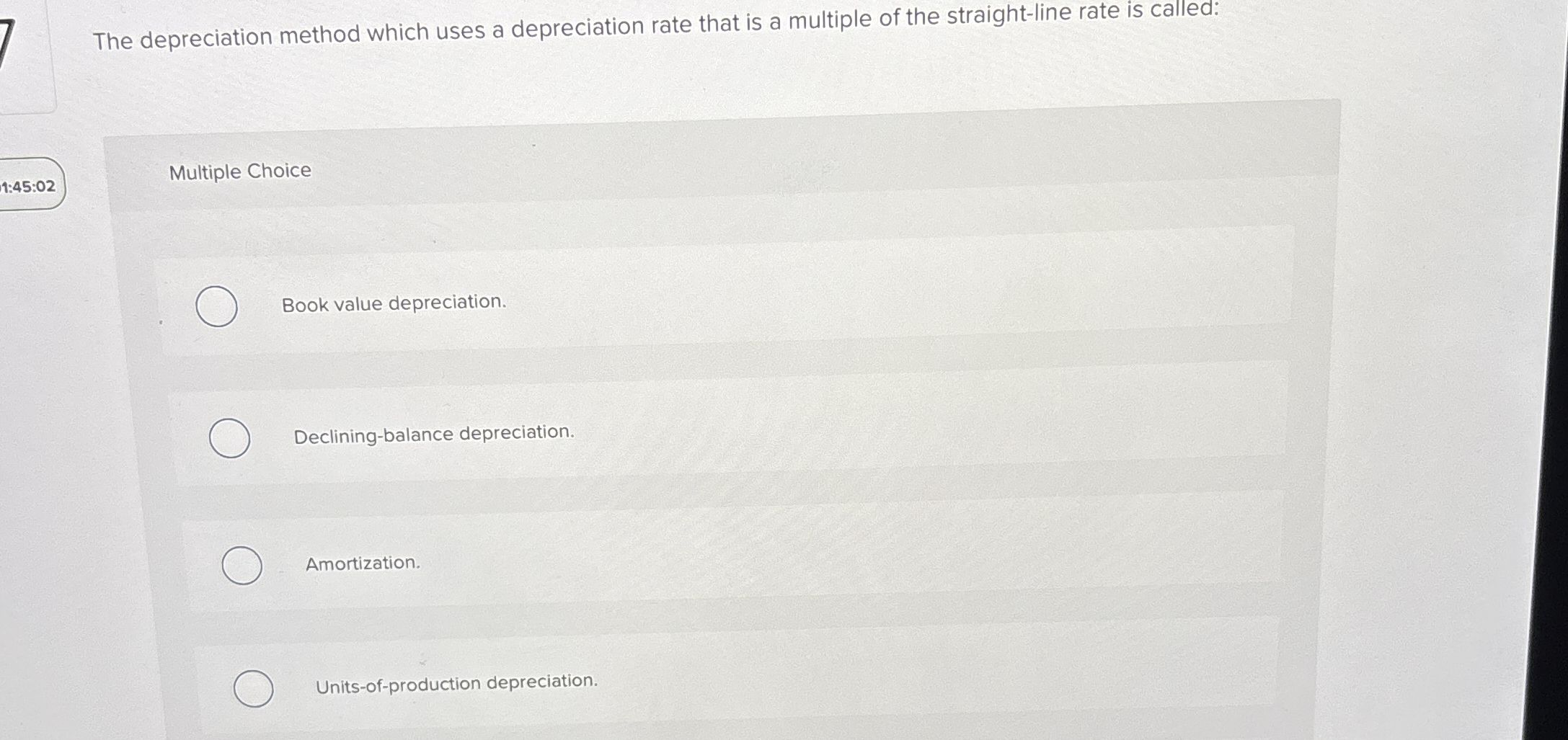 Solved 7 ﻿The depreciation method which uses a depreciation | Chegg.com