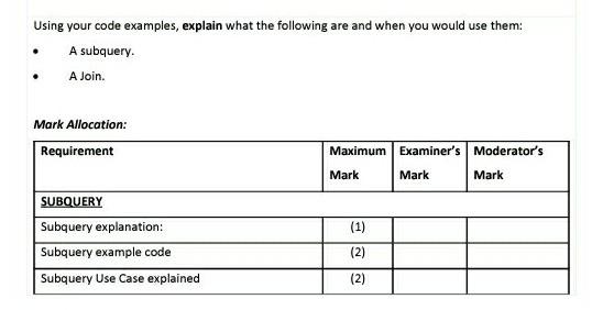 Solved Using your code examples, explain what the following | Chegg.com