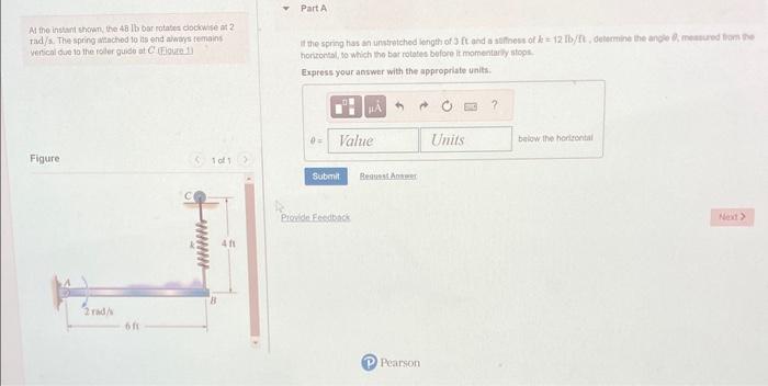 Solved As the instami shown, the 48lb bar rotatis dockowse | Chegg.com