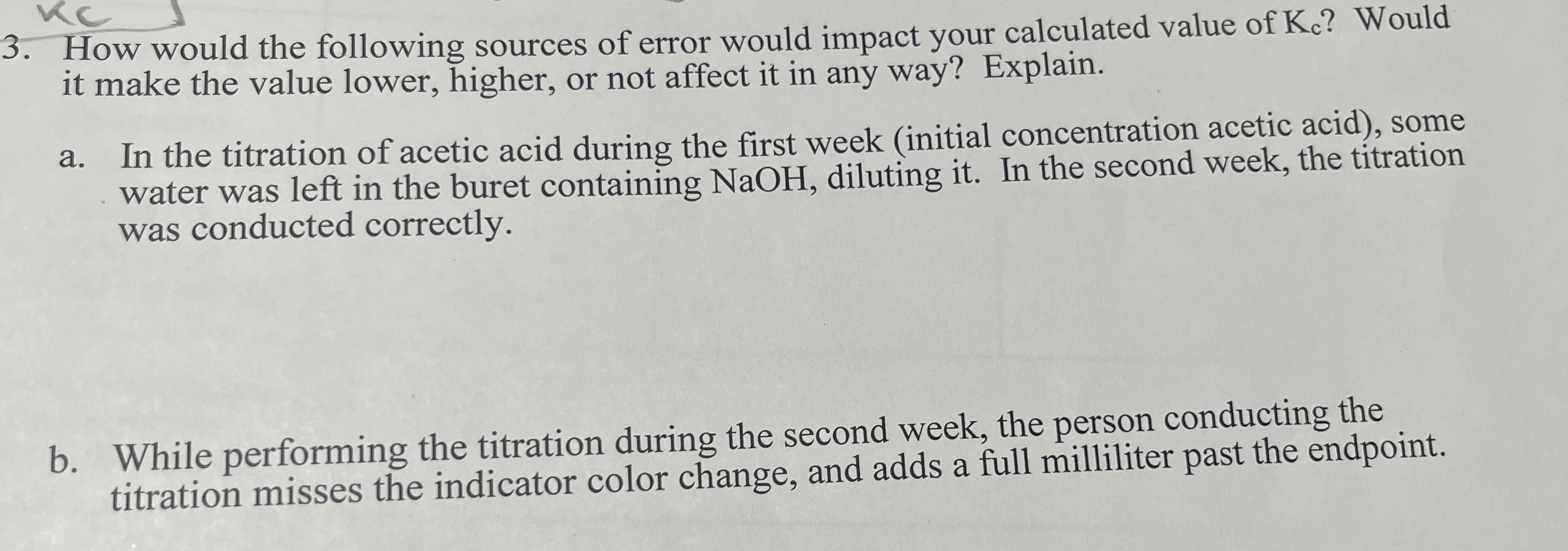 Solved How would the following sources of error would impact | Chegg.com