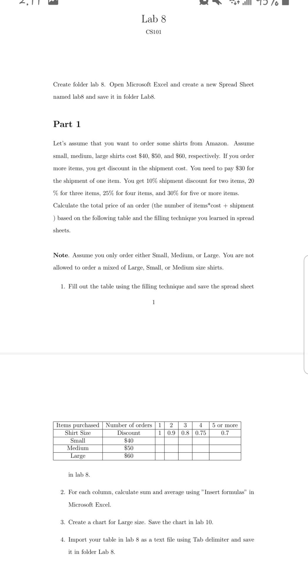 3 15 16 Lab 8 CS101 Create folder lab 8. Open | Chegg.com