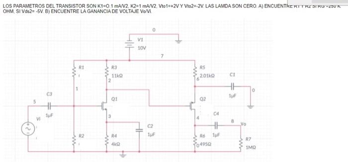 Solved Electronics IIThe transistor parameters are k1= | Chegg.com