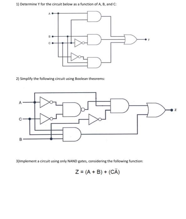 Solved 1) Determine Y for the circuit below as a function of | Chegg.com